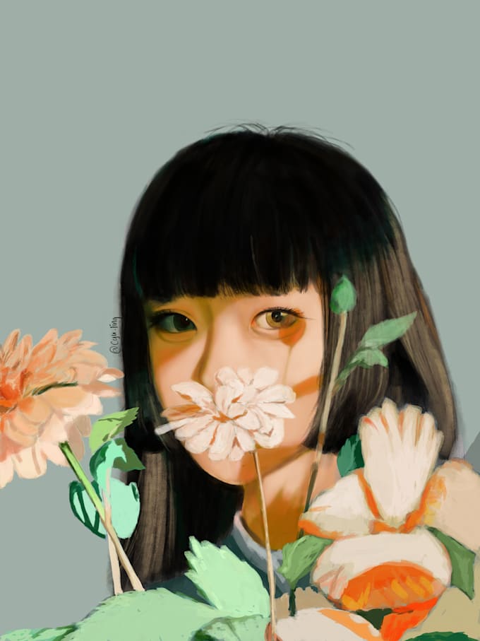 Draw semi realism art, anime style of you and your oc by Pqhangelika ...