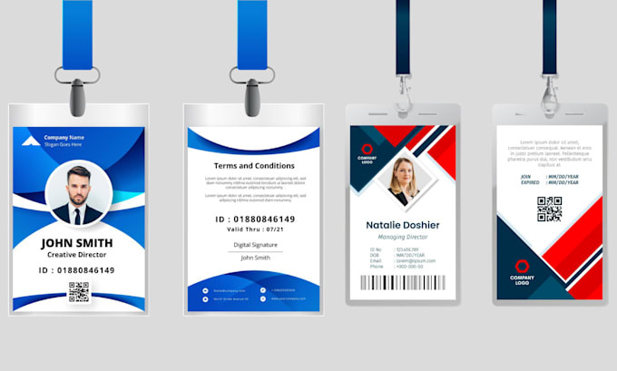 Concevoir une carte d'identité avec code qr, cordon, badge d ...