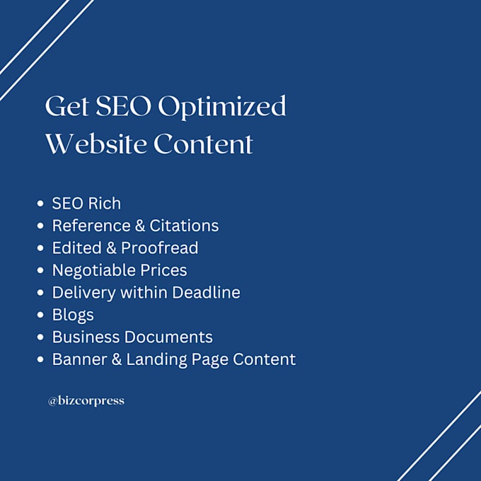 Compelling seo optimized content for your business by Bizcorpress | Fiverr