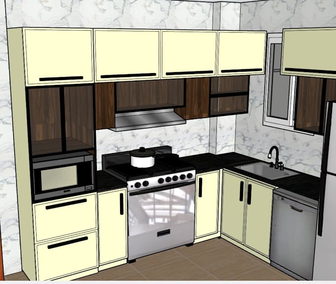 Draw your 3d kitchen by Mariosamir20 | Fiverr