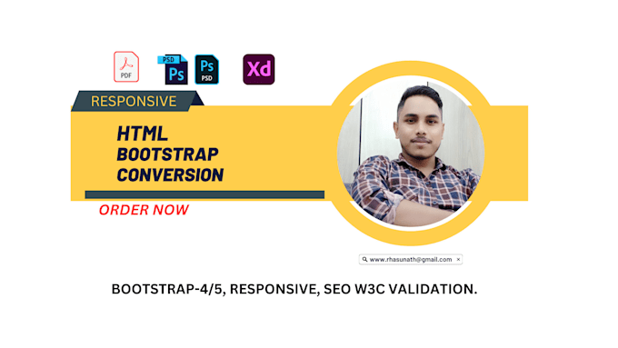 Convert psd to html, figma to wordpress css bootstrap 5 responsive by Rhasunath7145 | Fiverr