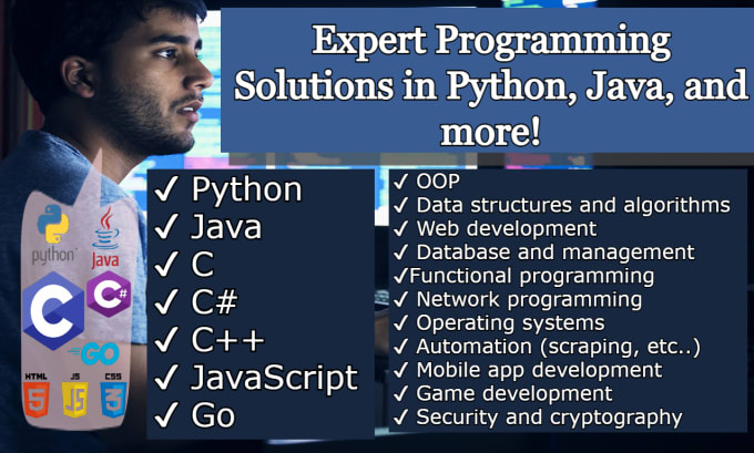 Do Your Programming Tasks Using Python Java C Csharp Cpp Javascript By Piriyaraj Fiverr