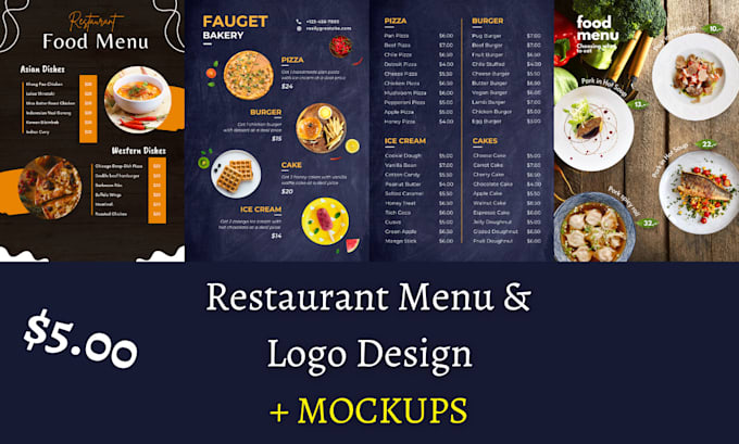 Design a restaurant menu and logo for you in 8 hours by Aymanefajri10 ...