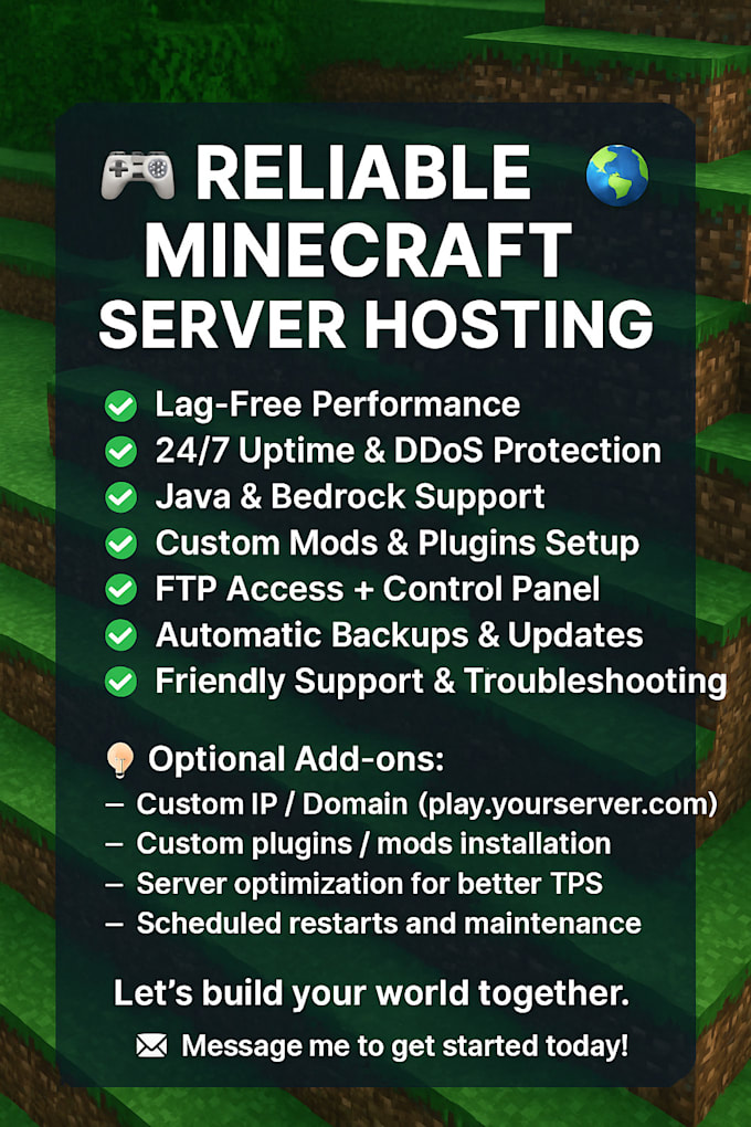 Create your private minecraft server by Greekhaima | Fiverr