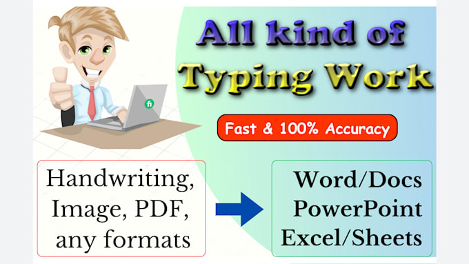 Do accurate copy typing work, fast typist in english by Deluar_h | Fiverr
