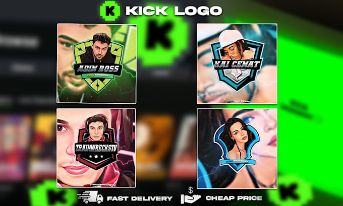 Make custom kickstreaming logo designs pixel,cartoon by Viperx1k | Fiverr