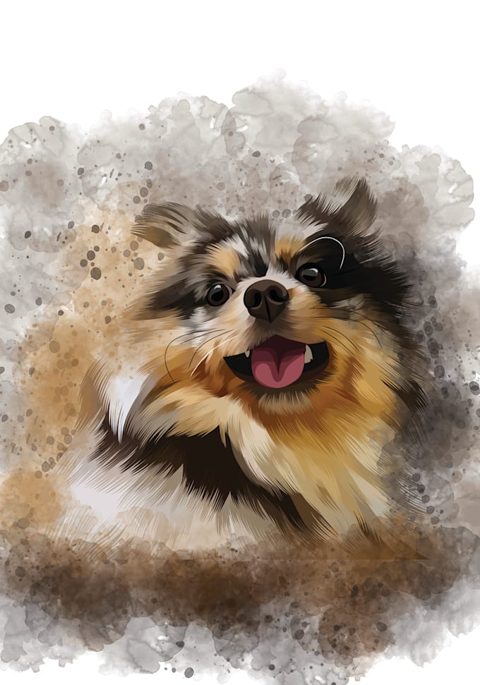 Draw vector pet portrait with wattercolor style by Puppypawss | Fiverr