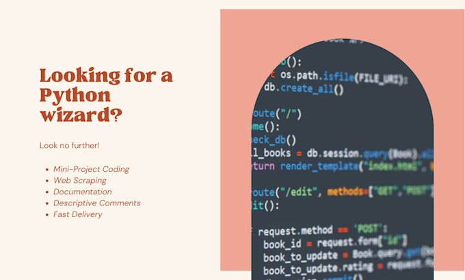 Code your python programming projects by Rohittokala | Fiverr Code your python programming projects by Rohittokala | Fiverr