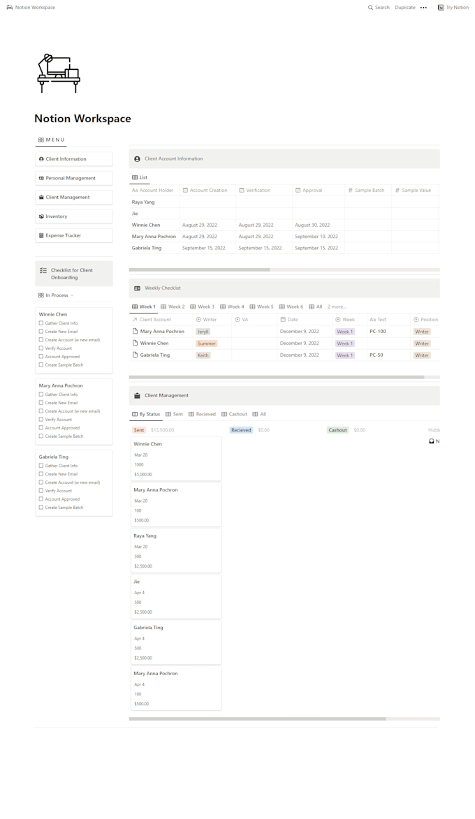 Create a notion workspace to organize your business by Moorinj | Fiverr