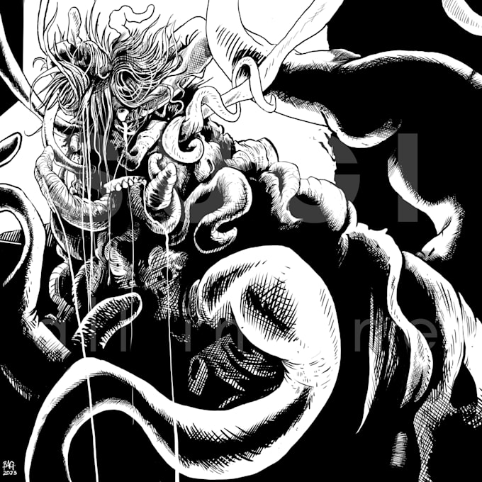 Draw dark, brutal, horror, gore, metal art illustration by Sugifiverr ...