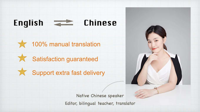 Manually translate english to chinese by Mandylam722 | Fiverr