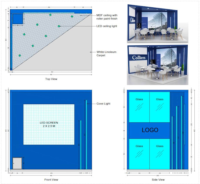 Draw 2d exhibition stall, stand,kiosk,booth,shop drawings by ...