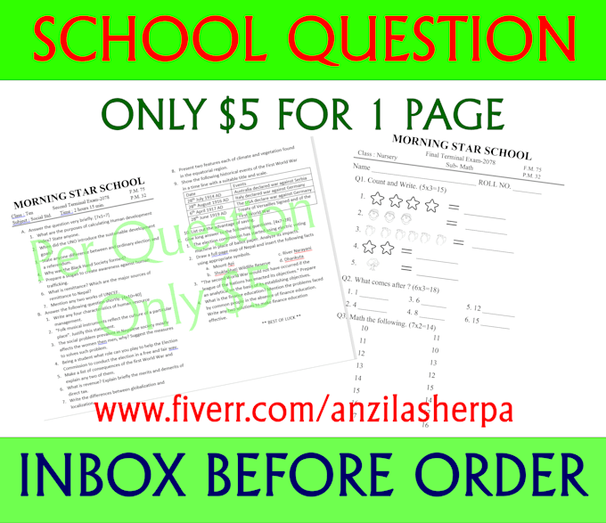 Make exam question in microsoft office word by Anzilasherpa | Fiverr