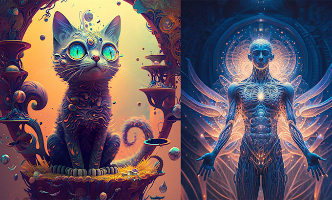 Create psychedelic trippy illustration with ai by Cg_3d_me | Fiverr