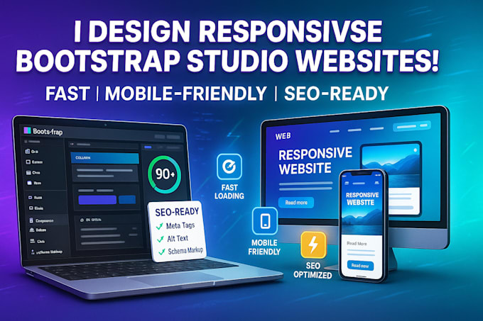 Design a responsive bootstrap studio website fast mobile friendly seo ready by Arifrezalove | Fiverr