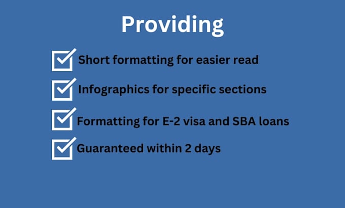 Write a successful e2 and sba professionally approved plans within ...