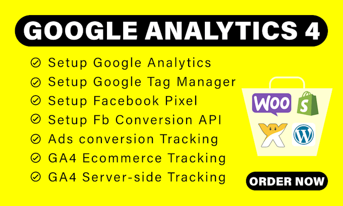 Setup google analytics, fb pixel, ga4 ecommerce tracking, conversion tracking by Mrtusar23 | Fiverr