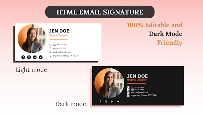 Design clickable html email signature for gmail, outlook, apple, etc by ...