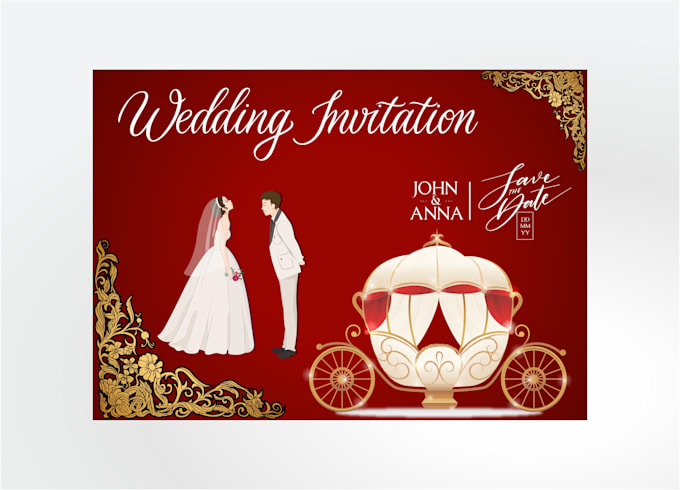 Design unique wedding invitation card with illustration by Atifimran ...