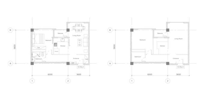 Redesign 2d floor plan from hand sketch , pdf to autocad by ...