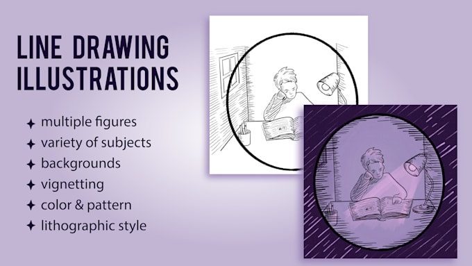 Create line drawing illustrations for your project by Heidimcginnis ...