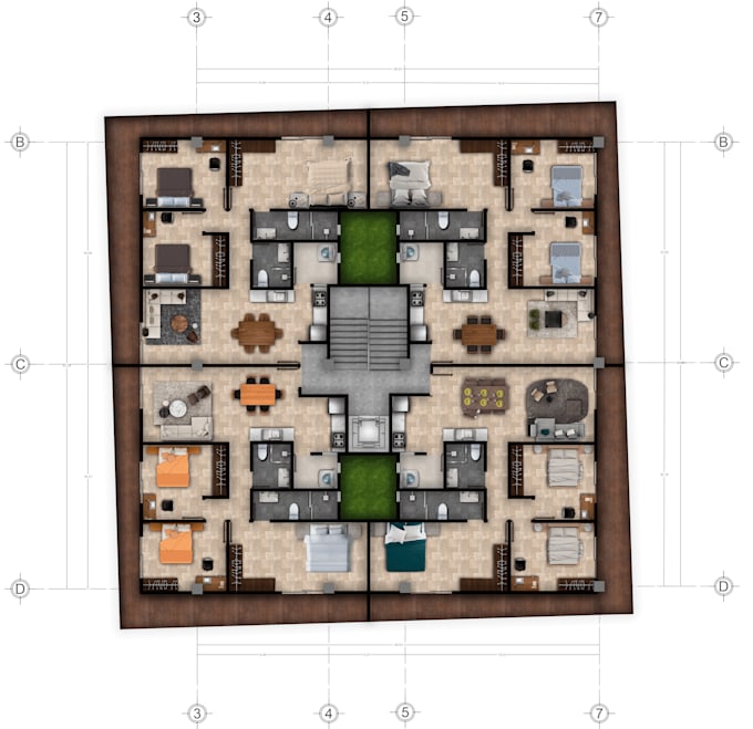 Add color, textures and furniture to your 2d floor plan by Mitzilimon1 ...