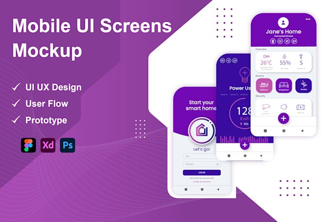 Design mobile app mockups with figma, psd, and xd by Peanutsquarellp ...