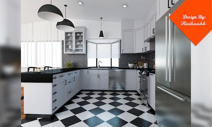 Design your kitchen 2d layout and 3d rendering by Raihanhh | Fiverr