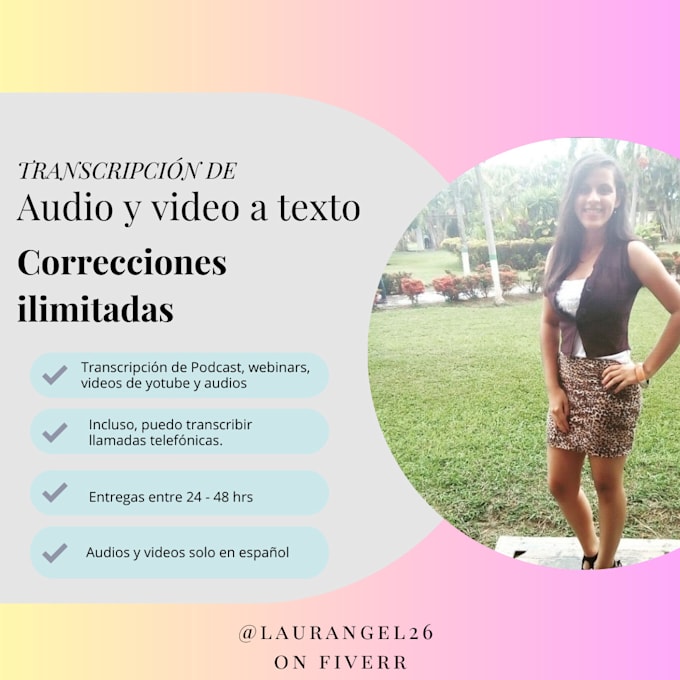 Transcripción de video y audio a texto by Laurangel26 | Fiverr