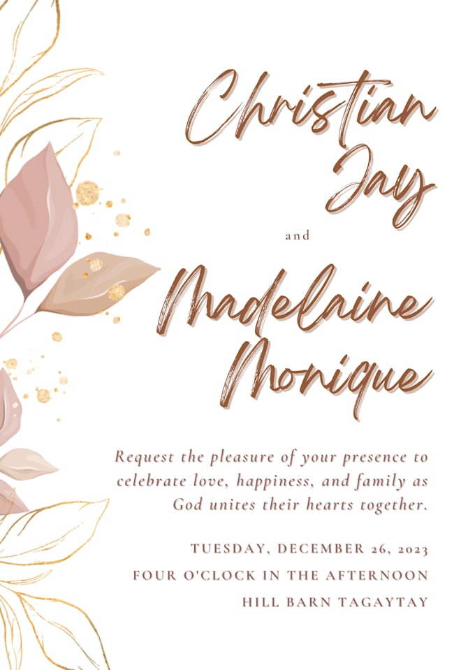 Design the most beautiful wedding invitation by Madelainemoniqu | Fiverr