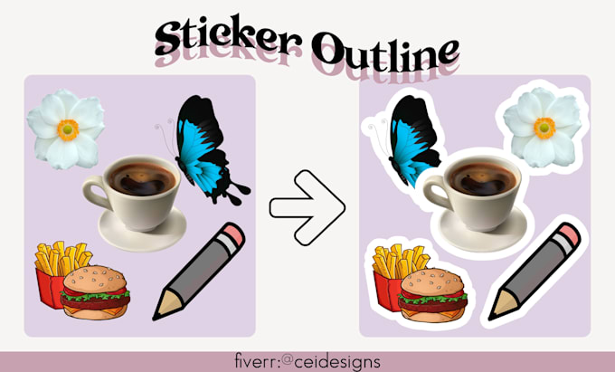 Add white outline to your stickers by Ceidesigns | Fiverr