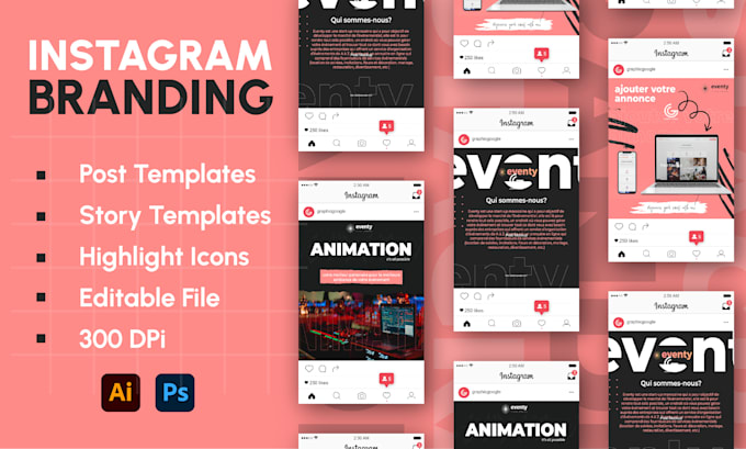 Create instagram branding, instagram template in adobe illustrator ...