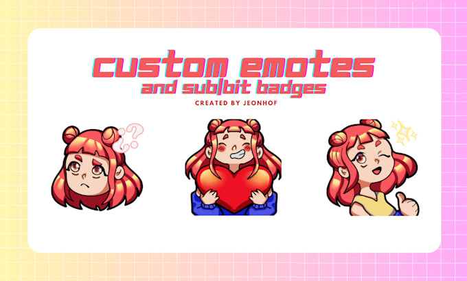 Custom cute twitch emotes or bit badge by Jeonhof | Fiverr