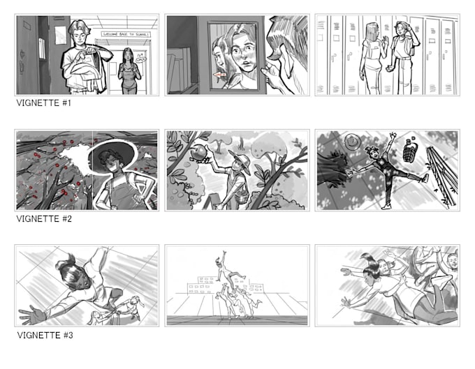 Storyboard for commercial, live action, video games, animation 15usd per frame by Joon_kim | Fiverr