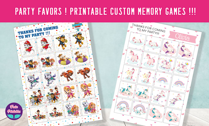 Design custom memory games for kids party favors by Fenixprintables ...