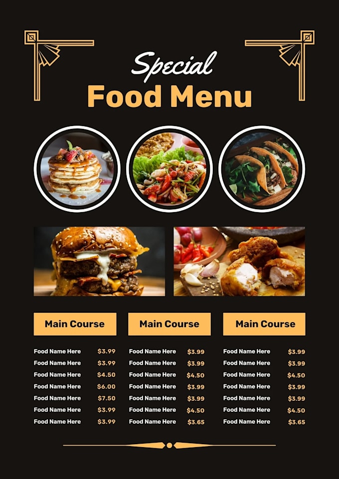 Design attractive food menu, food poster, food flyer by Denishabhalu | Fiverr