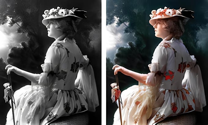 Coloring and restore your black and white photo manually by ...