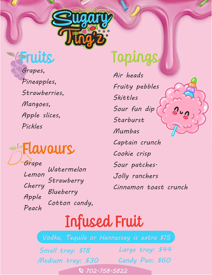 Design candy shop menu or restaurant menu by Nimibukhari | Fiverr