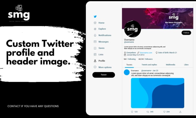 Make your twitter profile and header graphics by Smgdsign | Fiverr