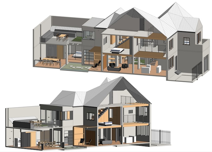 Create a 3d revit bim model with architectural plans