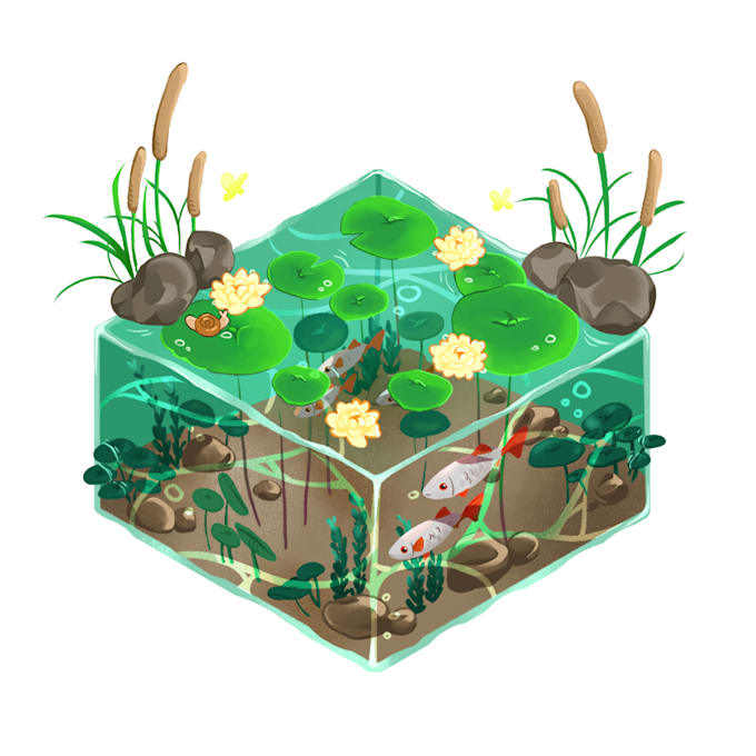 Draw cute isometric landscape by Karasu_design | Fiverr