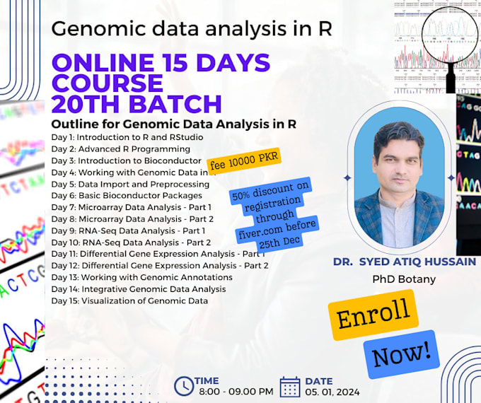 Teach genomic data analysis in r by Syed_atiq512 | Fiverr