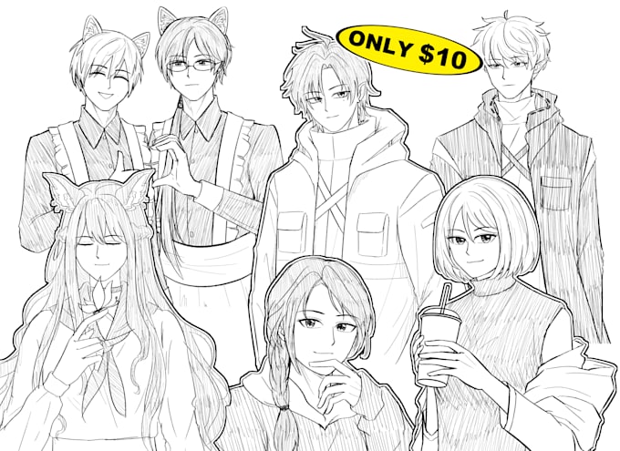 Sketch your character in anime style by Runnikouu | Fiverr