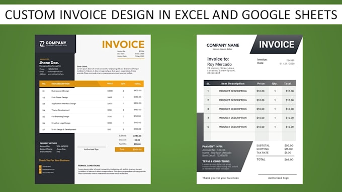 Create custom invoice in excel and google sheets by Mujtaba_excelex ...