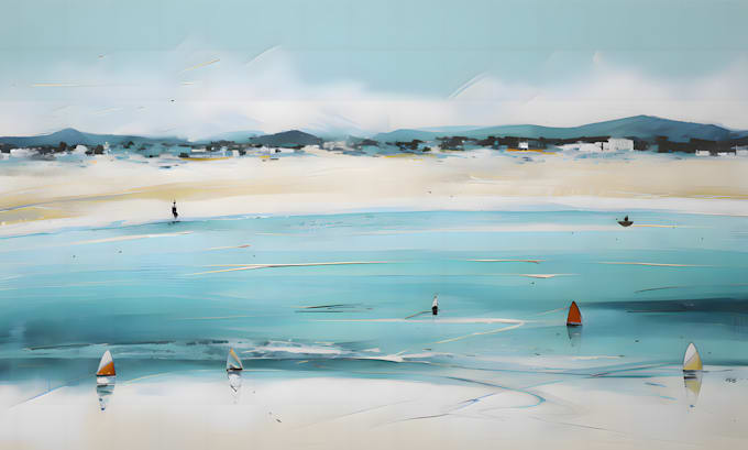 Beach surfing art mulist abstract oil painting modern art by Ysju032 ...