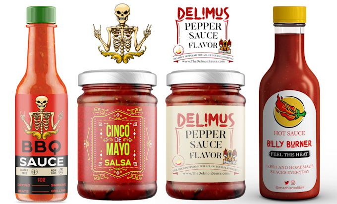 Design label for sauce, spice, seasoning, salsa, rub, dips pepper and ...