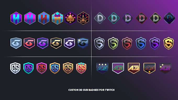 Create 3d custom sub badges for twitch by Mukhalladsaidan | Fiverr