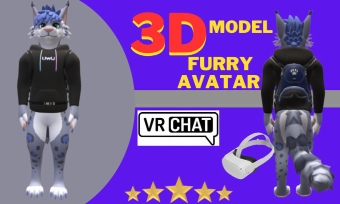 Make 3d model furry avatar anime character modeling for vrchat by ...