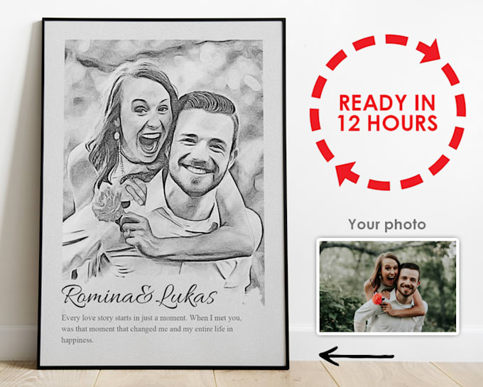 Create custom pencil sketch from your photo to be printed by ...