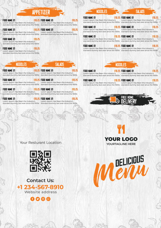 Design a3, a4, a5 menu and flyer also with any custom size by ...